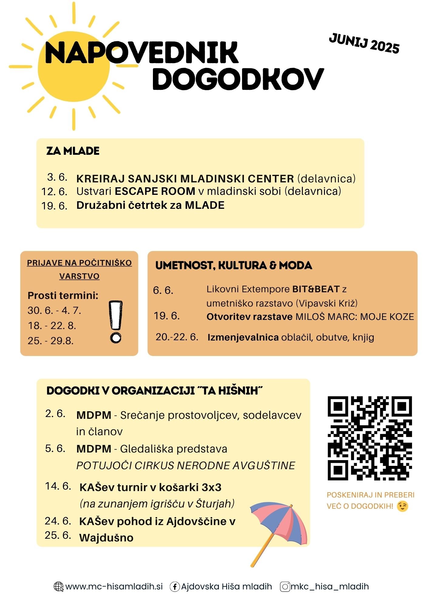 Napovednik dogodkov: kaj se bo junija dogajalo v Hiši mladih? | Občina Ajdovščina | MojaObčina.si