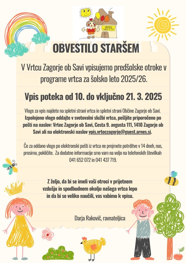 Vrtec Zagorje ob Savi vabi k vpisu otrok | Občina Zagorje ob Savi | MojaObčina.si