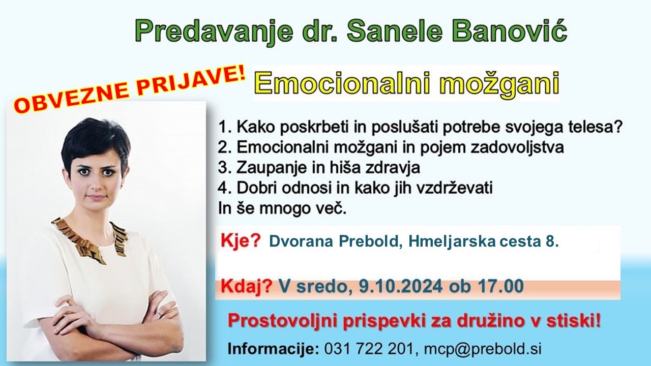Emocionalni možgani - predavanje dr. Sanele Banović | Občina Prebold | MojaObčina.si