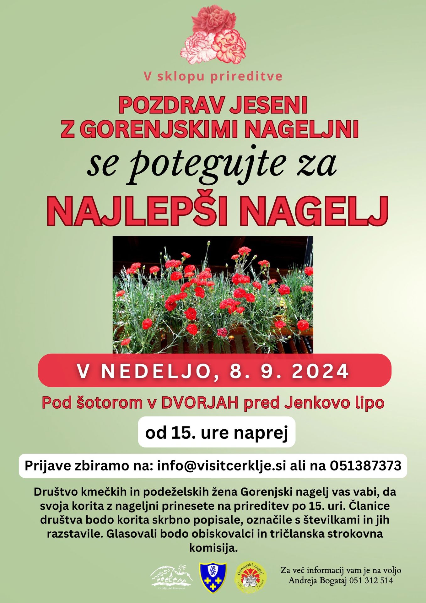 Potegujte se za "Najlepši nagelj" v sklopu prireditve Pozdrav jeseni z gorenjskimi nageljni ...
