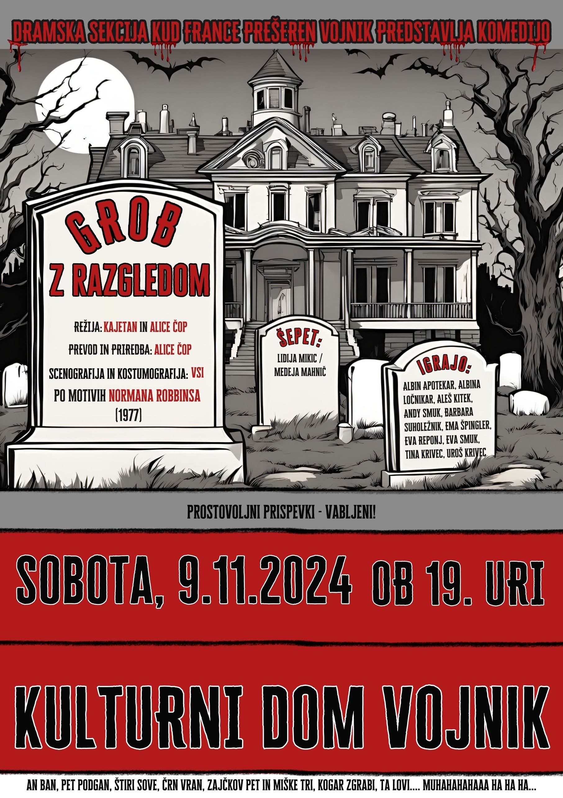 Čudaška komedija “Grob z razgledom” na odru prinaša napetost in smeh | Občina Vojnik | MojaObčina.si