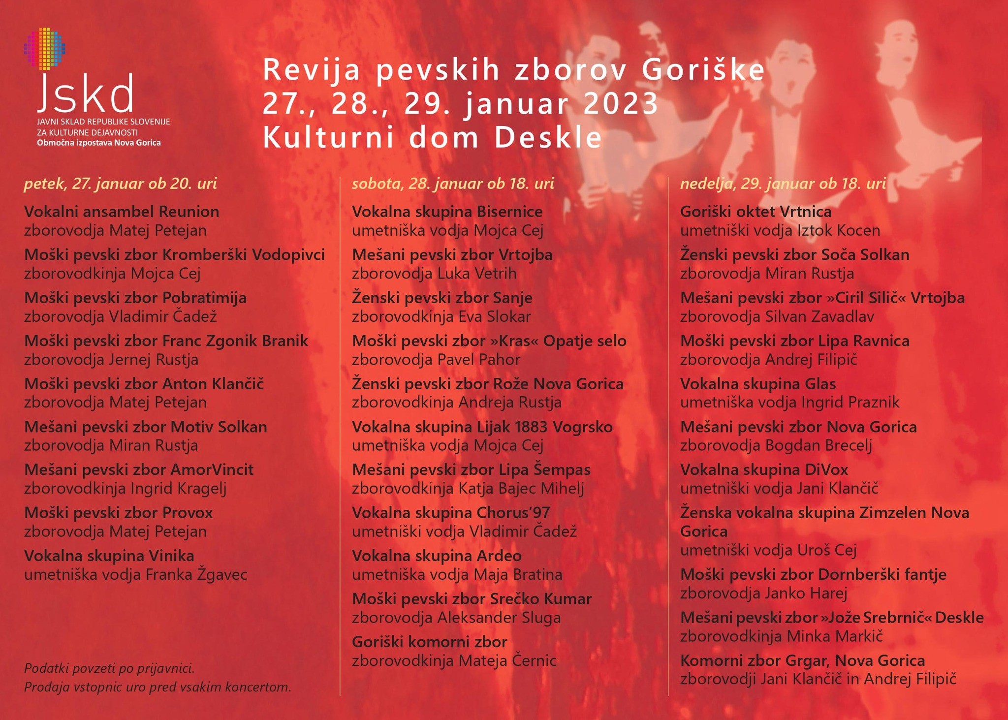 REVIJA PEVSKIH ZBOROV GORIŠKE 2023 | Občina Kanal ob Soči | MojaObčina.si