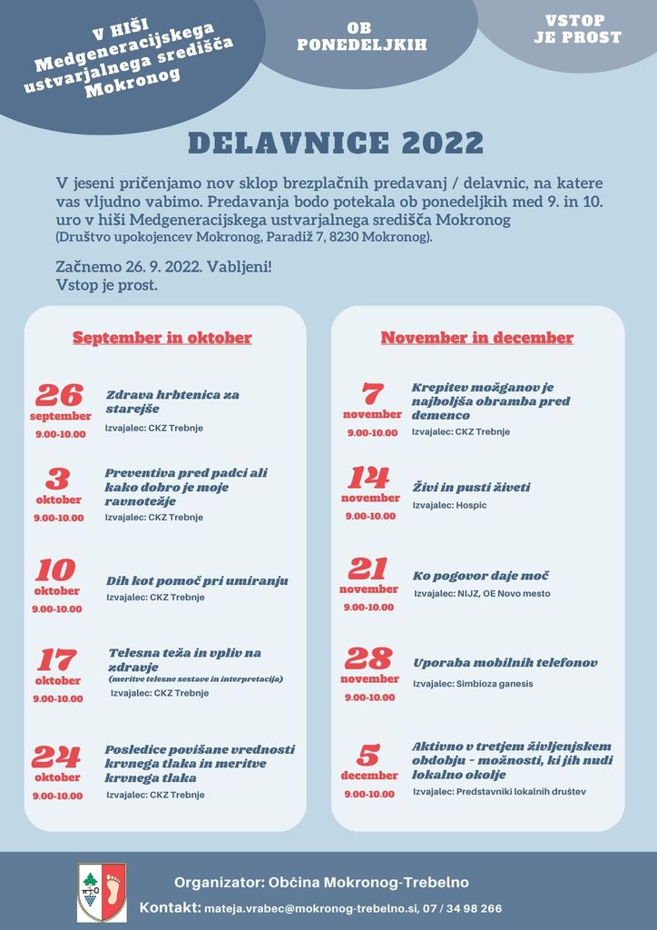 Delavnice 2022 - sklop predavanj | Občina Mokronog-Trebelno | MojaObčina.si