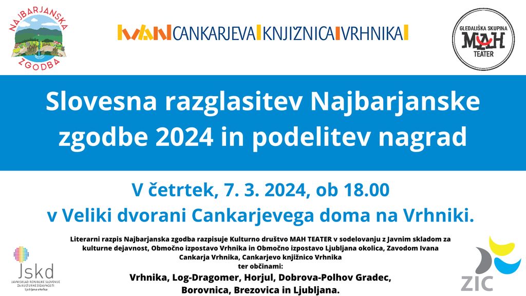 Najbarjanska zgodba 2024 - dogodki v občini Vrhnika | MojaObčina.si