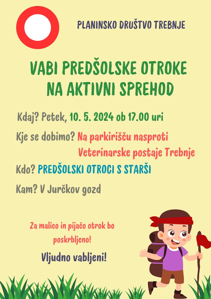 Aktivni sprehod za predšolske otroke - dogodki v občini Trebnje | MojaObčina.si