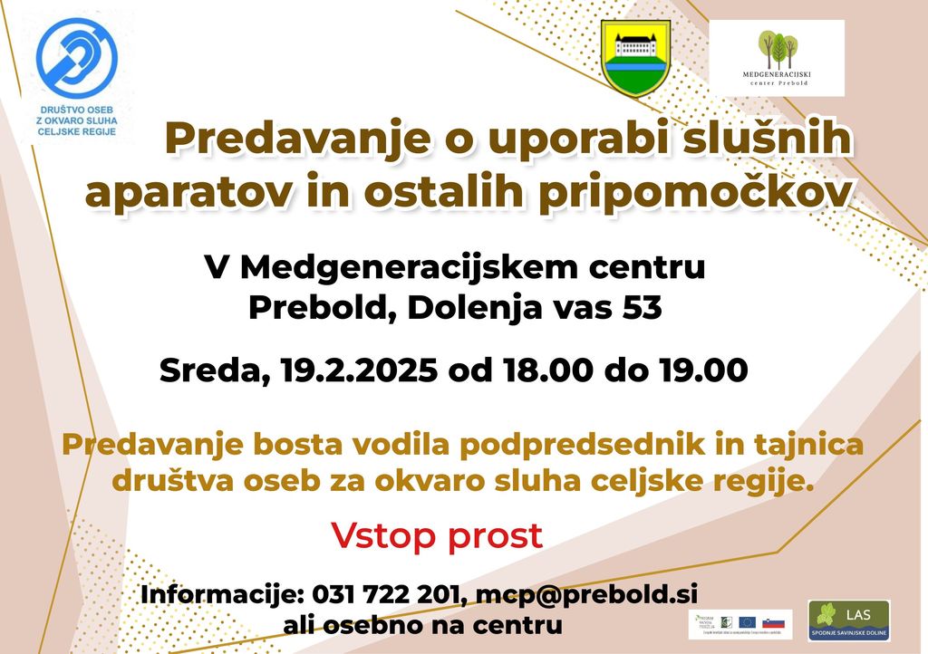 Kako deluje slušna zanka? Praktično predavanje v Medgeneracijskem centru Prebold | Občina ...