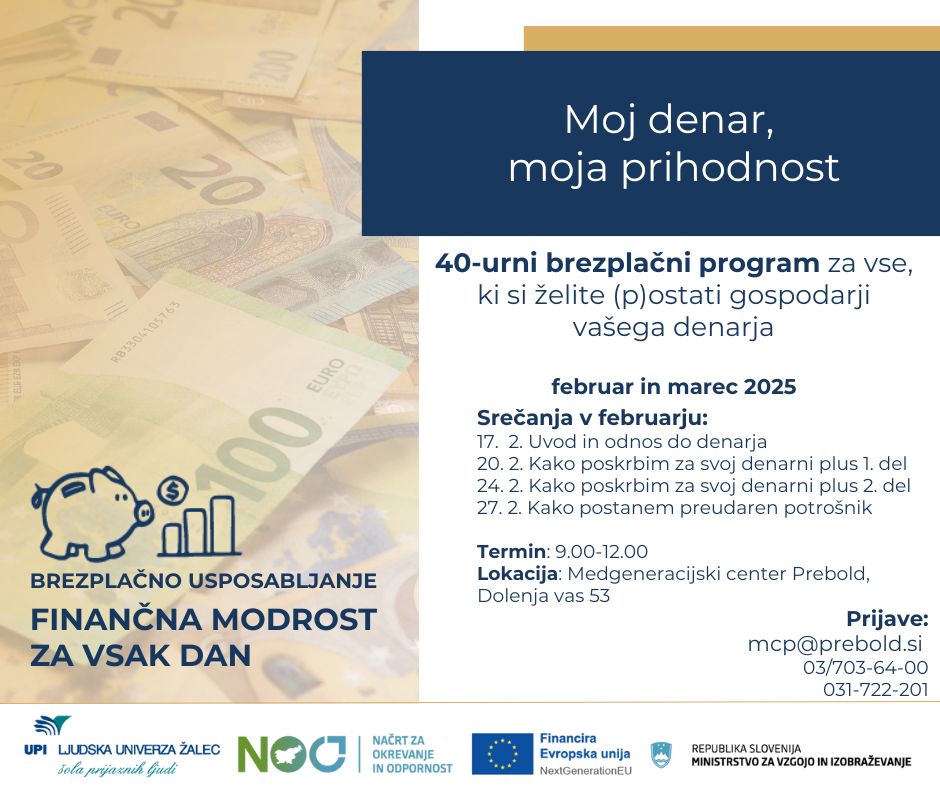 Vaša denarnica, vaša odločitev: Učinkovito vodenje osebnega proračuna | Občina Prebold ...