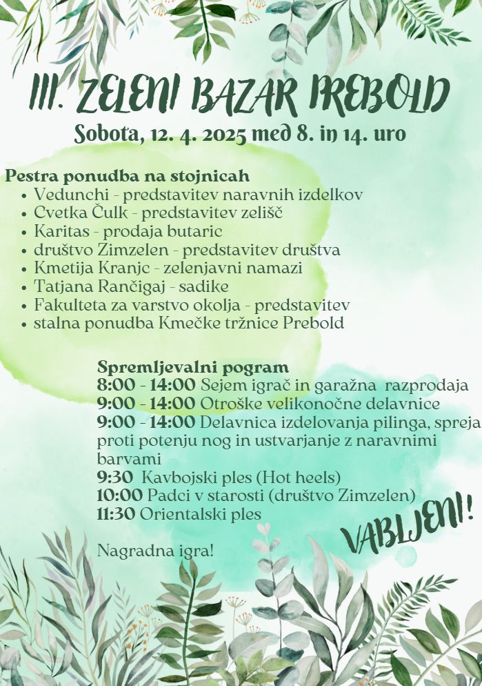 Zeleni bazar, Garažna razprodaja in Sejem igrač 2025 | Občina Prebold ...