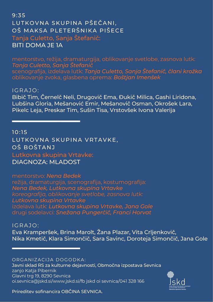 Regijsko srečanje lutkovnih skupin Dolenjske, Bele krajine in Posavja 2024 - dogodki v občini ...