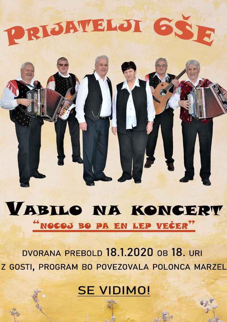 Koncert "Nocoj bo pa en lep večer" | Občina Prebold | MojaObčina.si