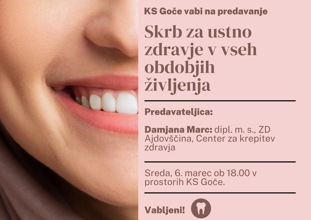 Predavanje: Skrb za ustno zdravje v vseh obdobjih življenja - dogodki v občini Vipava ...