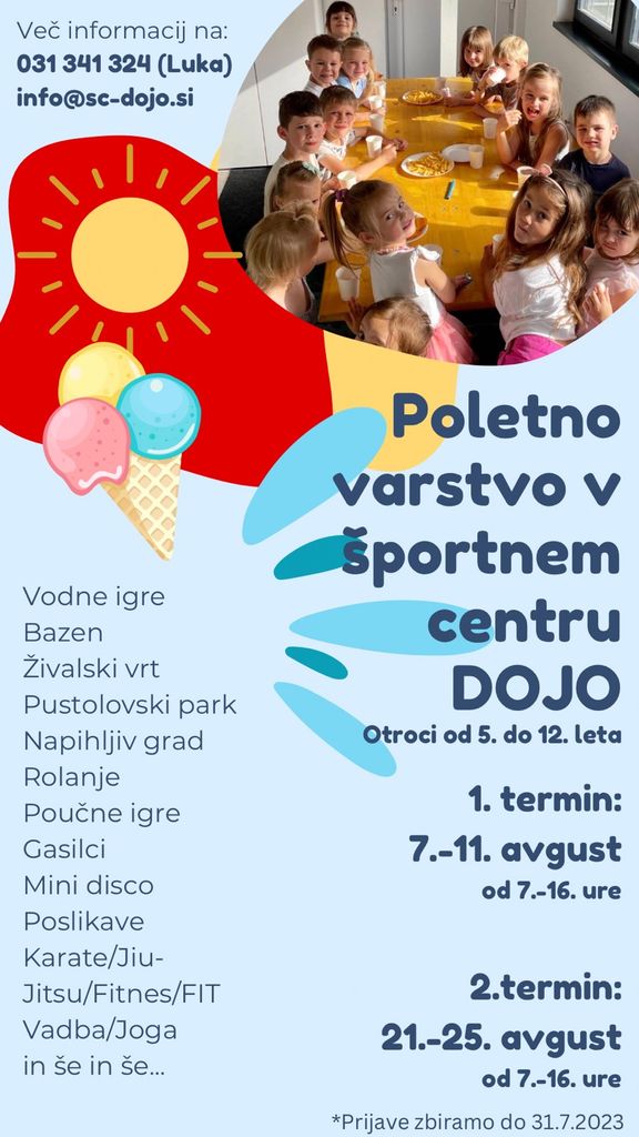 Poletno varstvo v športnem centru Dojo | Občina Polzela | MojaObčina.si