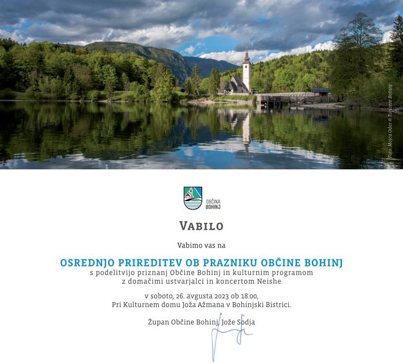 Vabilo - Občinski praznik Občine Bohinj | Občina Bohinj | MojaObčina.si
