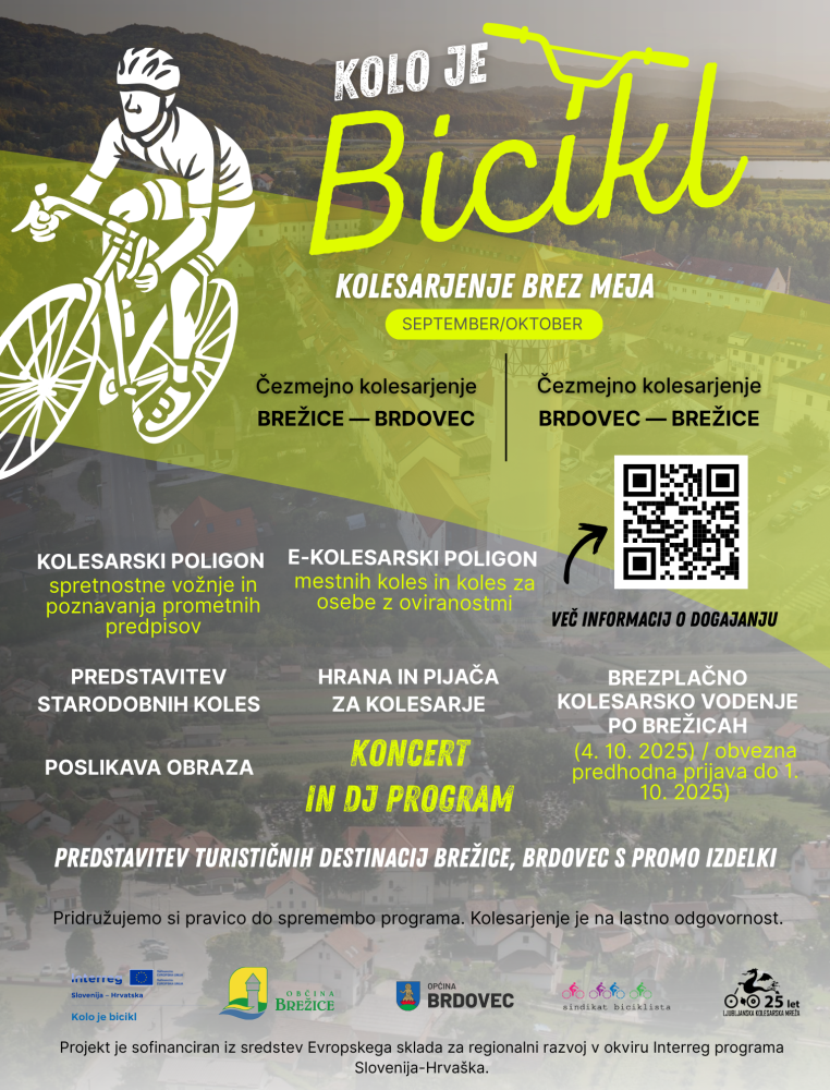 Kolesarjenje brez meja 27. 9. in 4. 10. 2025 – akronim KOLO JE BICIKL | Občina Brežice ...