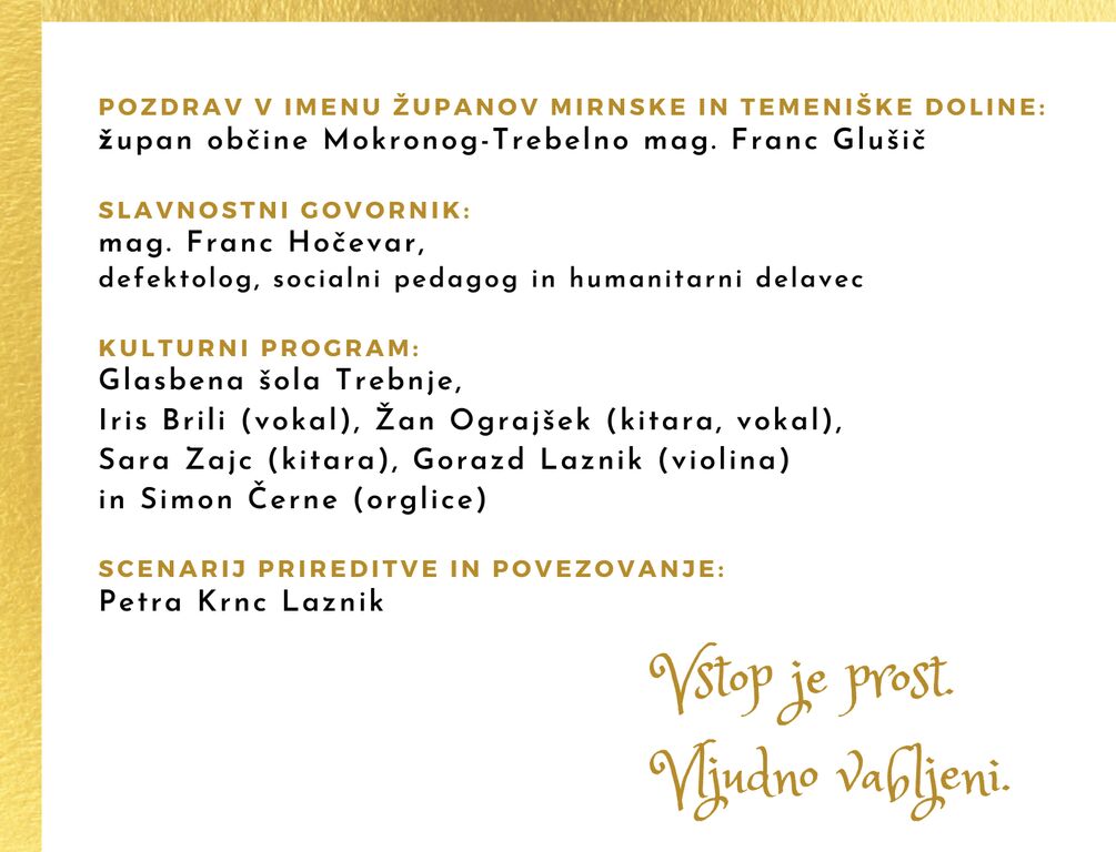 PROSLAVA OB SLOVENSKEM KULTURNEM PRAZNIKU | Občina Trebnje | MojaObčina.si
